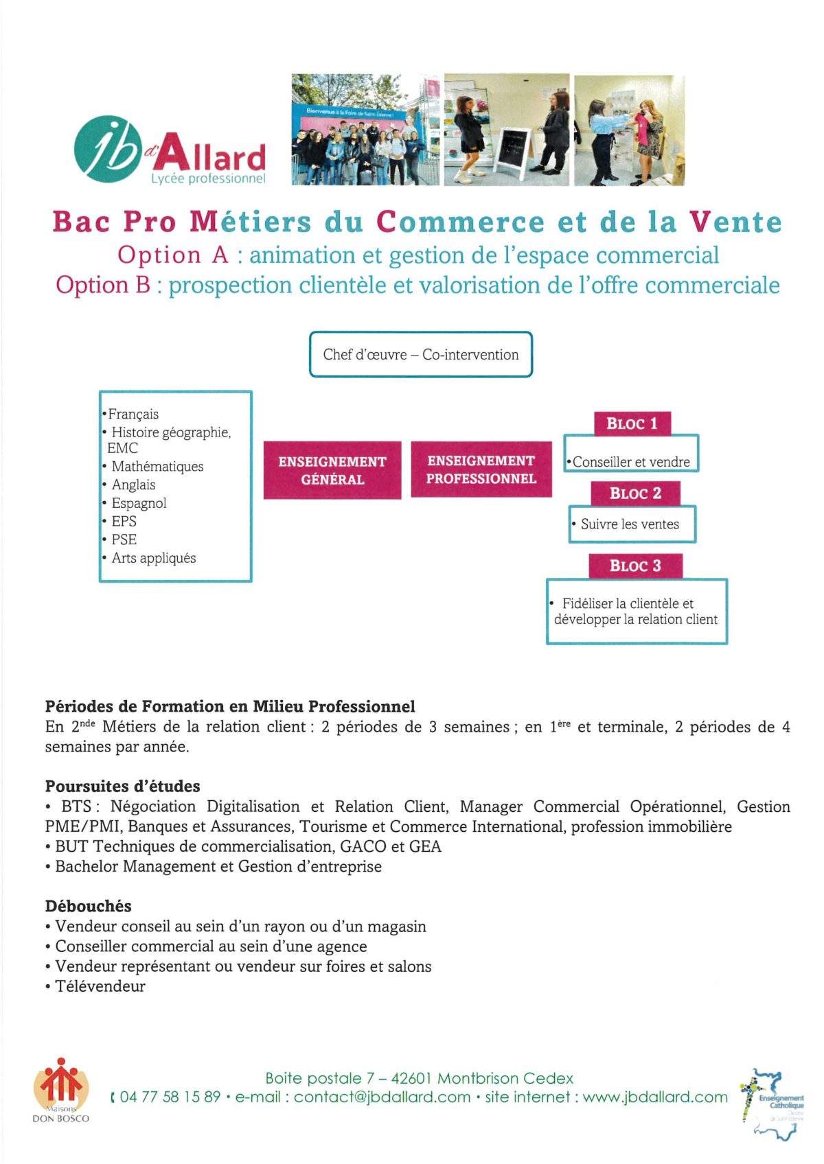 Bac Pro Métiers du Commerce et de la Vente, options A et B - Lycée JB d'Allard